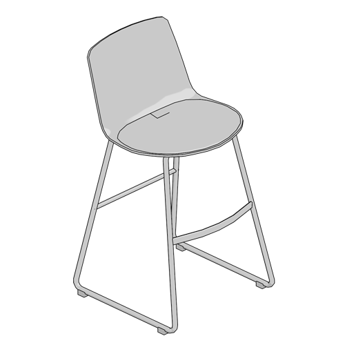 Enea Lottus; Stool-Counter height, Sled base, Upholstered insert ...